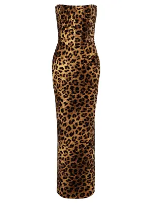 THE NEW ARRIVALS ILKYAZ OZEL The New Arrivals Ilkyaz Ozel Ambra Leopard-Print Corset Gown