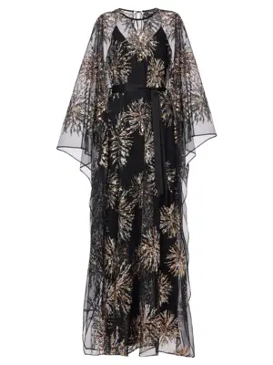TALLER MARMO Gran Soleil Embellished Tulle Kaftan - Black