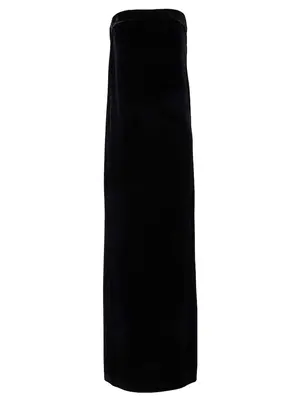 Norma Kamali Strapless Velvet Gown - Black