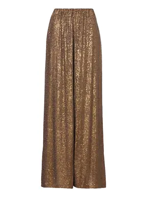 Norma Kamali Boyfriend Elephant Sequined Palazzo Pants - Gold