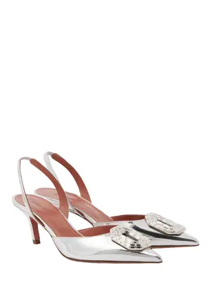 Amina Muaddi Camelia 60 Slingback Pumps - Silver