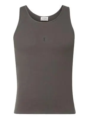 Saint Laurent Logo Cotton Tank Top - Grey