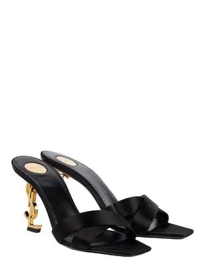 Saint Laurent Opyum 85 Satin Mules - Black