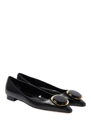 Manolo Blahnik Chiaran Leather Ballet Flats - Black
