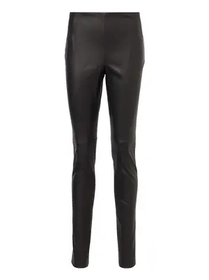 THE ROW Lakun Leather Skinny Pants - Black