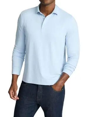 UNTUCKIT Damaschino Wrinkle Free Long Sleeve Polo - Heather Blue