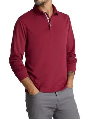 UNTUCKIT Damaschino Wrinkle Free Long Sleeve Polo - Holiday Red