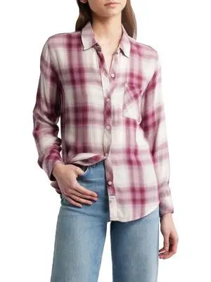 Rails Hunter Plaid Button-up Shirt - Faded Plum Ivory