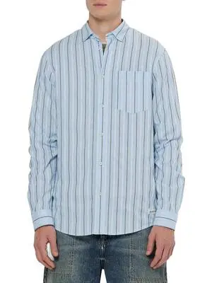 Scotch & Soda Regular Fit Stripe Cotton Dobby Button-down Shirt - Spring Blue Pinstripe