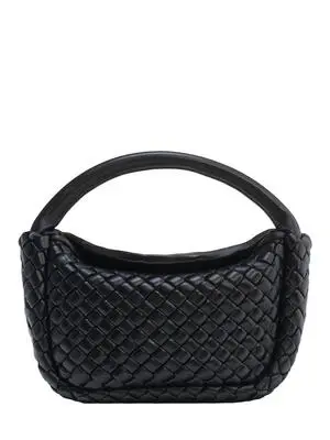 Bottega Veneta Mini Intrecciato Top Handle Bag - Black-m Brass