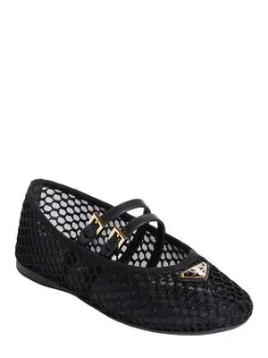 Prada Mesh Mary Jane Ballerina Flat - Nero