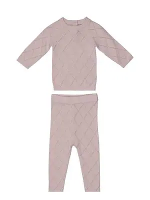 MANIÈRE Diamond Pointelle Sweater And Pants Set - Pale Mauve