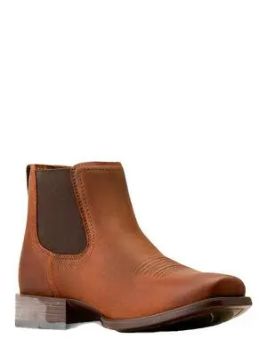 Ariat Booker Ultra Square Toe Western Chelsea Boot - Rough Tan