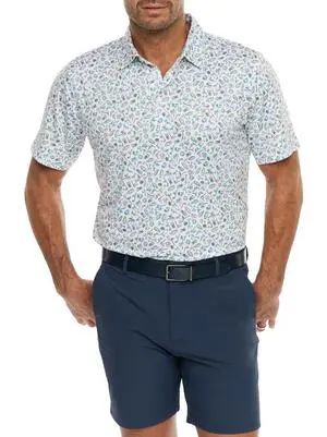 Robert Graham Sunset Sips Short Sleeve Stretch Knit Polo - White Multi