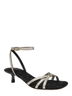 L'Agence L'AGENCE Genette Lizard-Embossed Kitten Heel Sandal Gold Lizard