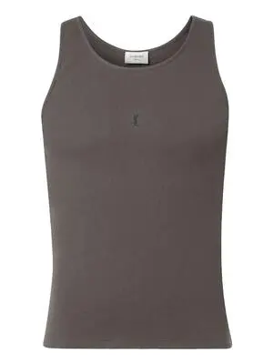 Saint Laurent Logo Cotton Tank Top - Grey