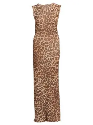 Stella McCartney Stella McCartney Long Leopard Mesh Dress Brown Pattern