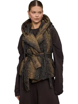 Norma Kamali Hooded Sleeveless Sleeping Bag Vest - Python