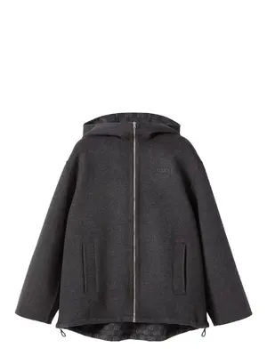 Gucci Embroidered Wool And Silk Hooded Jacket - Grey