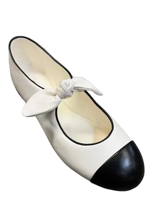 Chanel Mary Janes Agneau Flats - White