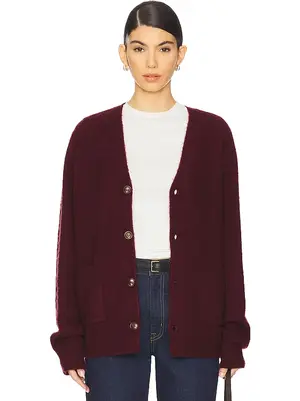WAO Solid Brushed Cardigan - Burgundy