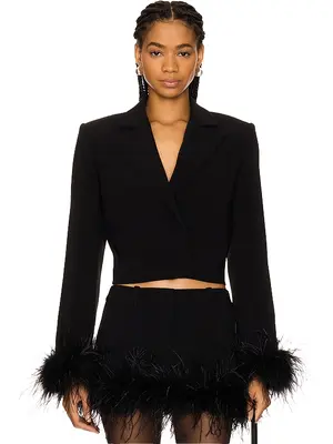 LOVERS AND FRIENDS Sophie Cropped Blazer - Black