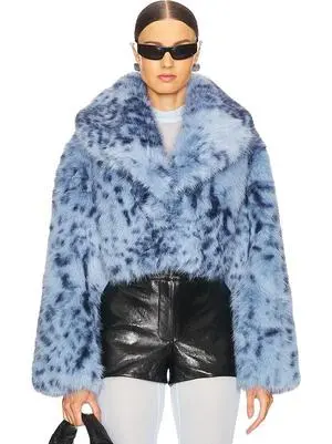 LAMARQUE Danika Faux Fur Coat - Blue Leopard