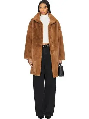 Apparis Blair Mid Length Faux Fur Coat - Camel