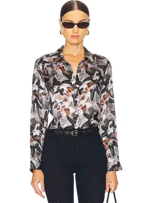 L'Agence Tyler Long Sleeve Blouse Multi Dark Butterfly