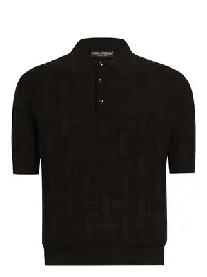 Dolce & Gabbana Logo-jacquard Polo Shirt - Black