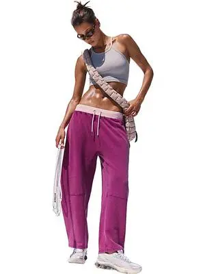 Free People FP Movement You Wish Barrel Pants Deep Mulberry