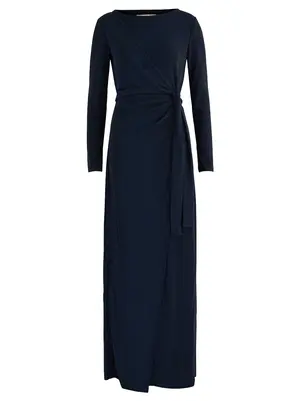Diane Von Furstenberg Simona Wrap-effect Lamé Maxi Dress - Dark Navy