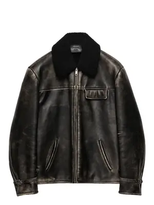 Prada Shearling-collar Leather Jacket - Black