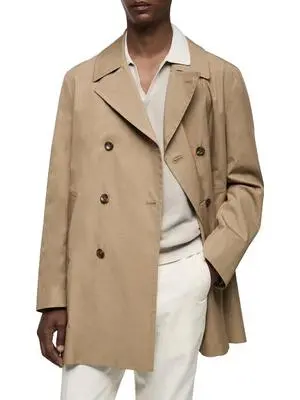 MANGO MANGO Short Cotton-Blend Trench Coat