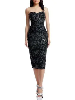Dress The Population Irina Sequin Strapless Cocktail Dress - Black Multi