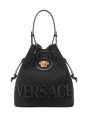 Versace La Medusa Canvas Bucket Bag - Black Versace Gold