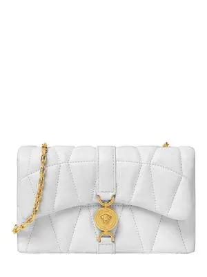 Versace Kleio Mini Quilted Leather Shoulder Bag - Porcelain White Versace Gold