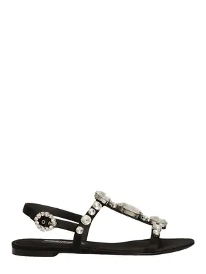 Dolce & Gabbana Bianca Gemstone-embellished Sandals - Black