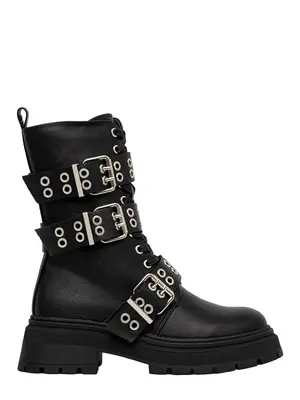 TWINSET Leather Boots - Black