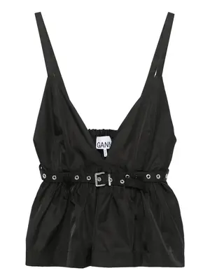 GANNI Duchesse Strap Top - Black