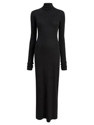 Khaite Norla Silk Cashmere Jersey Dress Charcoal