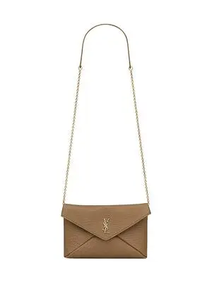 Saint Laurent Saint Laurent Cassandre Chain Pouch Dark Cork Lambskin/gold