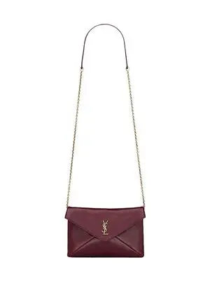 Saint Laurent Saint Laurent Cassandre Chain Pouch Dark Ruby Lambskin/gold