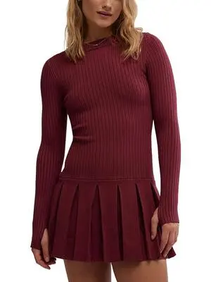 Free People Emmy Pleated Skirt Mini Dress - Aged Red
