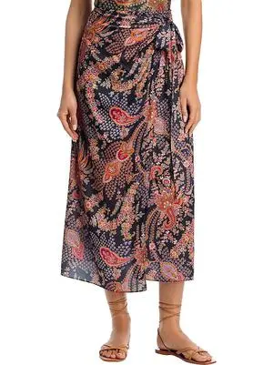 Kobi Halperin Stella Grandeur Printed Sarong Skirt - Black Multi