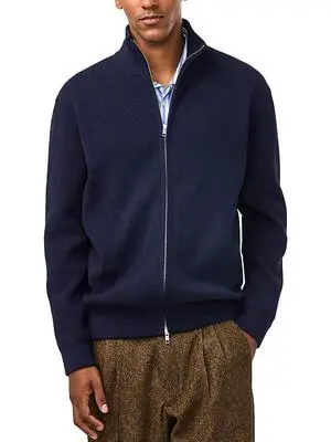 Nn07 Danny Full Zip Ribbed Sweater - Navy Blue