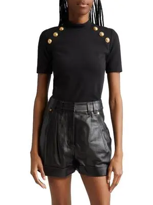 Balmain Six-button Detail T-shirt - 0pa Black