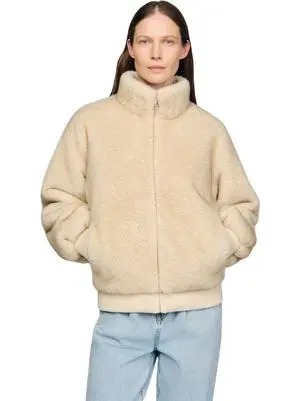 Sandro Faux Fur Jacket - Beige
