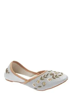 FUCHSIA Nawal Embroidered Flat - Gray