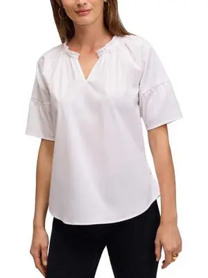 Foxcroft Vicky Stretch Cotton Blend Poplin Top - White